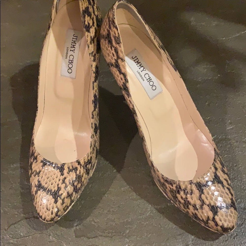 Jimmy Choo Snake Print Leather Pumps Heels - Gem
